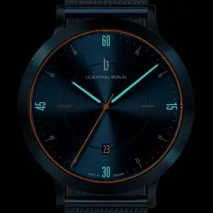 Lilienthal Berlin Zeitgeist Automatic Orange Mesh Brushed - Blue