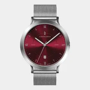 Lilienthal Berlin Lilienthal Berlin Zeitgeist Automatic Silver Bordeaux Mesh Red