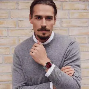 Lilienthal Berlin Zeitgeist Automatic Silver Bordeaux Mesh - Red