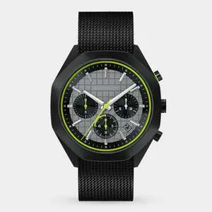 Lilienthal Berlin Octachrono Black Lime Mesh Chronograph Watch Gray