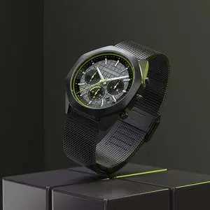 Lilienthal Berlin Octachrono Black Lime Mesh Chronograph Watch - Gray