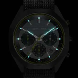 Lilienthal Berlin Octachrono Black Lime Mesh Chronograph Watch - Gray