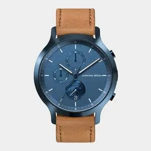 Lilienthal Berlin Chronograph Meteorite Watch With Light Brown Leather Strap