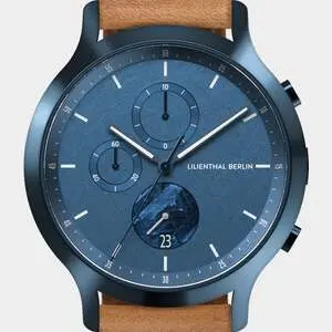 Lilienthal Berlin Chronograph Meteorite Watch With Light Brown Leather Strap