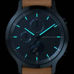 Lilienthal Berlin Chronograph Meteorite Watch With Light Brown Leather Strap
