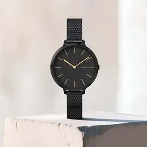 Lilienthal Berlin Rosalux Gold Mesh Brushed Watch - Black