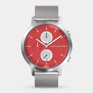 Lilienthal Berlin Chronograph Line 3 Mesh Silver - Red