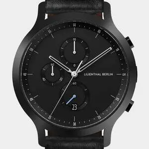 Lilienthal Berlin Chronograph Stainless Steel And Leather Strap Watch - Black