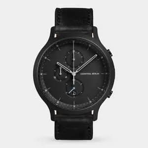 Lilienthal Berlin Chronograph Stainless Steel And Leather Strap Watch - Black