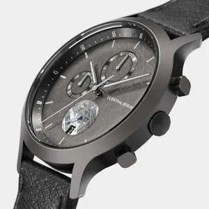 Lilienthal Berlin Chronograph Meteorite Black Leather Watch - Gray