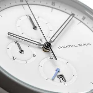 Lilienthal Berlin Chronograph Dark Silver Leather Strap Watch