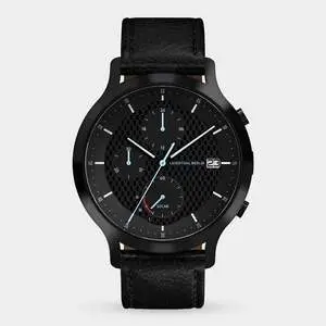 Lilienthal Berlin Chronograph Solar Watch With Leather Strap - Black