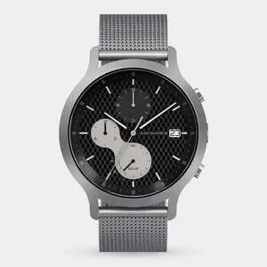 Lilienthal Berlin Chronograph Solar Iii Mesh Silver Matte - Black
