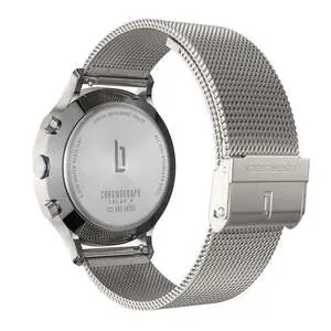 Lilienthal Berlin Chronograph Solar V Mesh Silver Brushed Stainless Steel Watch
