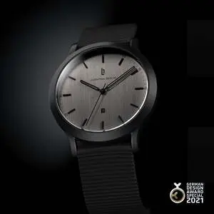 Lilienthal Berlin Huxley Shadow Textile Strap Watch - Black