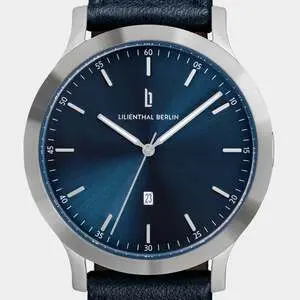 Lilienthal Berlin Huxley Silver Leather Watch - Blue