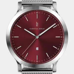 Lilienthal Berlin Huxley Silver Bordeaux Mesh Strap Watch