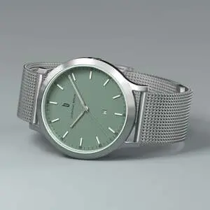 Lilienthal Berlin Huxley Silver Sage Mesh Watch - Green