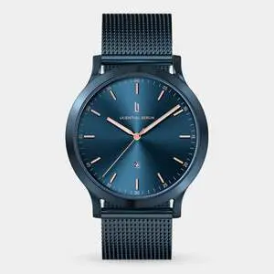 Lilienthal Berlin Huxley Rose Gold Mesh Watch - Blue