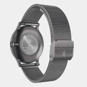 Lilienthal Berlin Huxley Dark Silver Mesh Watch - White
