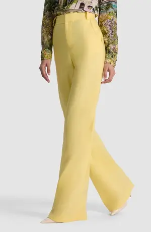 Alice + Olivia Lula Linen Blend Flare Leg Pants