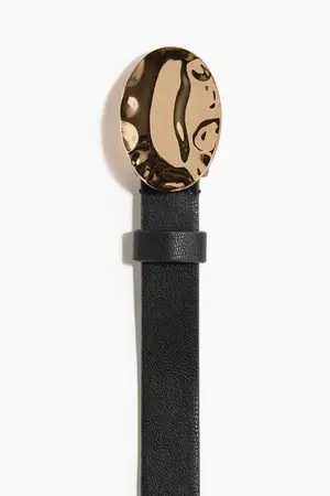 H&m Belt With Hammered Metal Buckle - Black
