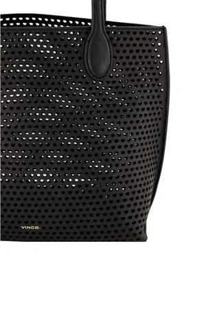 Vince Small Athene Perforated Nappa Leather Tote - Black