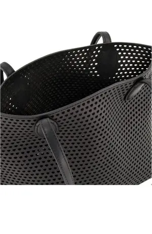Vince Small Athene Perforated Nappa Leather Tote - Black
