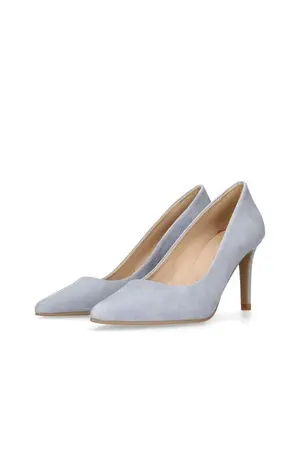 MASCARO Suede Pointed Toe High Heel Pumps - Light Blue