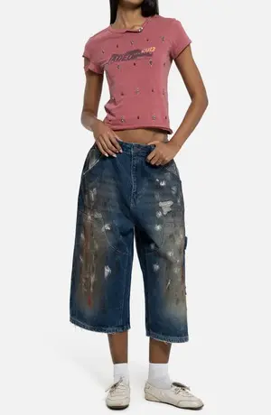 JADED LONDON Painted Colossus Crop Wide Leg Jeans