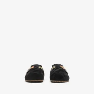Burberry Check Shearling Urchin Clogs - Black