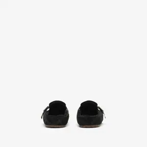 Burberry Check Shearling Urchin Clogs - Black