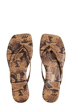 Tkees Snake-embossed Square Toe Flip Flop - Coco Snake