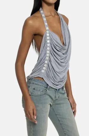 JADED LONDON Button Drape Halter Top