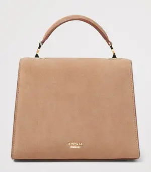 ASPINAL OF LONDON Midi Suede Mayfair 3 Top-handle Bag - Brown
