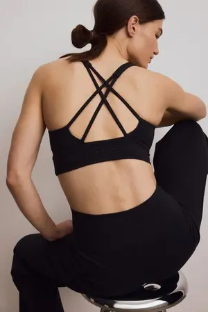 H&M Wide Sports Leggings With Softmove - Black