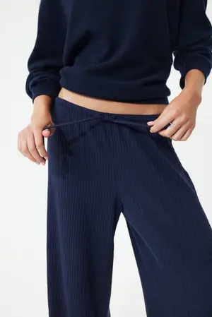 H&m Rib-knit Wide-leg Trousers