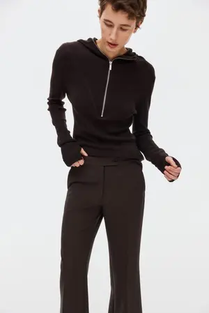 H&m Bootcut Ankle-length Trousers - Dark Brown