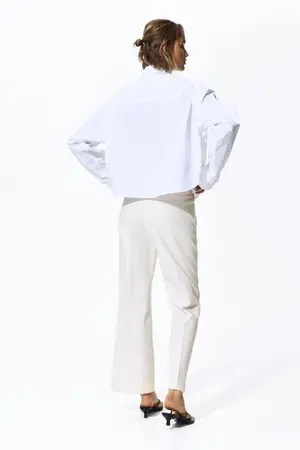 H&m Bootcut Cotton Canvas Trousers - White
