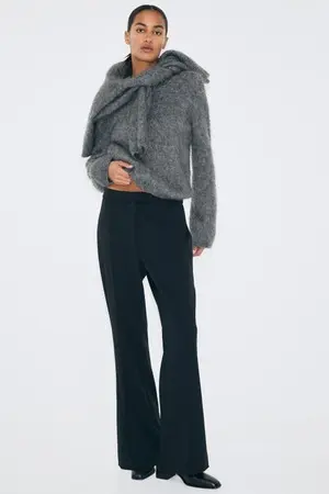 H&M Bootcut Crease-front Trousers - Black