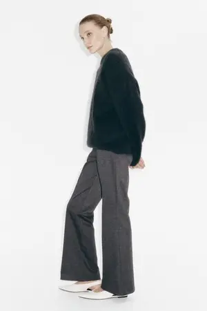 H&m Bootcut Crease-front Trousers - Dark Gray