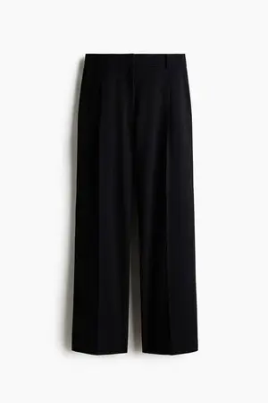 H&m Wide Leg Pleated Trousers - Black