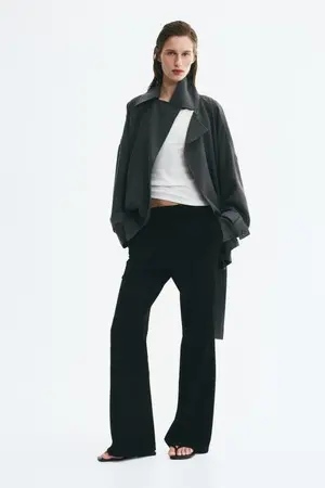 H&M Bootcut Trousers With Pinstripes - Black
