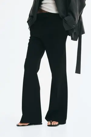 H&M Bootcut Trousers With Pinstripes - Black