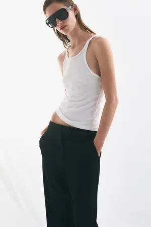 H&M Bootcut Trousers With Pinstripes - Black