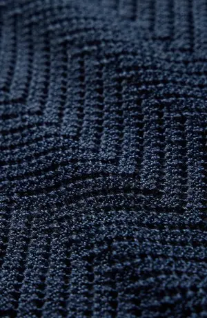 John Varvatos Herringbone Open Stitch Collared Sweater
