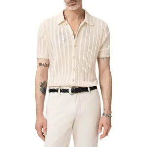 John Varvatos Open Stitch Stripe Stretch Cotton Sweater