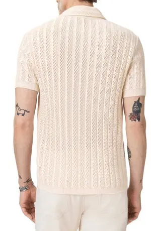 John Varvatos Open Stitch Stripe Stretch Cotton Sweater