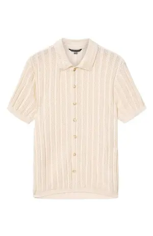 John Varvatos Open Stitch Stripe Stretch Cotton Sweater