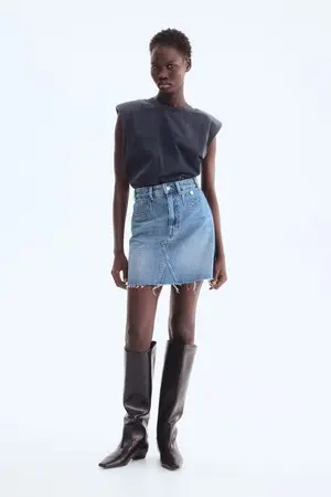 H&m A-line Denim Mini Skirt